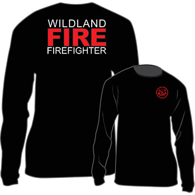 Wildland FIRE Firefighter Long Sleeve T-Shirt (Black), The Supply Cach
