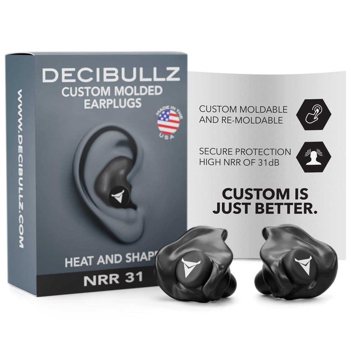 Custom Molded Ear Plugs & Carry Pouch, Decibullz